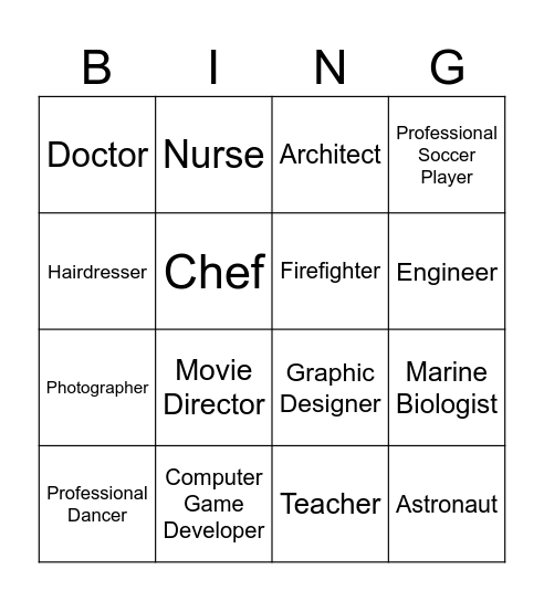 Career Bingo Card