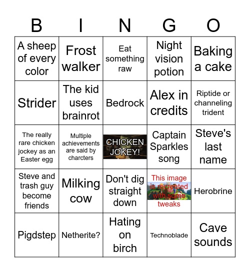 CHICKEN JOCKEY MOVIE Bingo Card