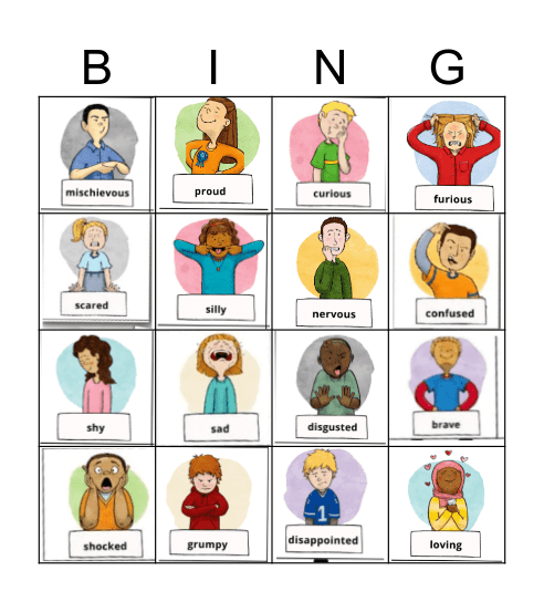 Emotion Bingo Card