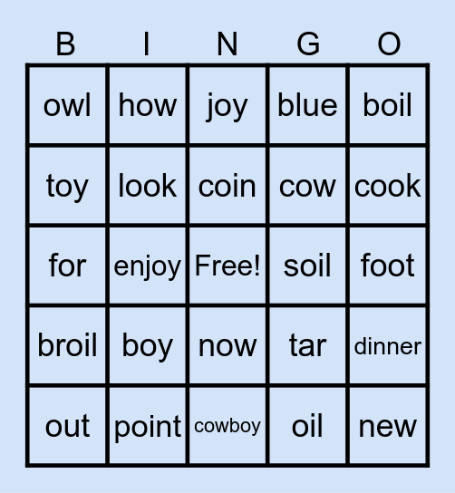 Word Bingo Card