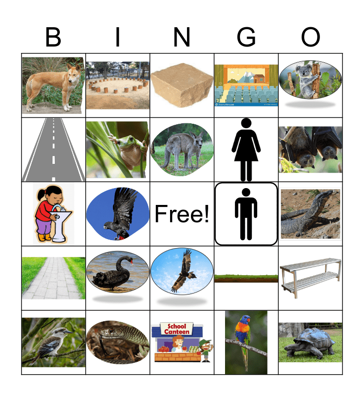 YAGARA LANDMARKS AND ANIMALS Bingo Card