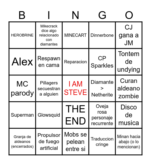 STEVE BINGO Card