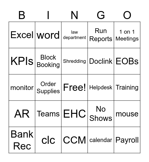 Administrative Professionals Day Bingo Card