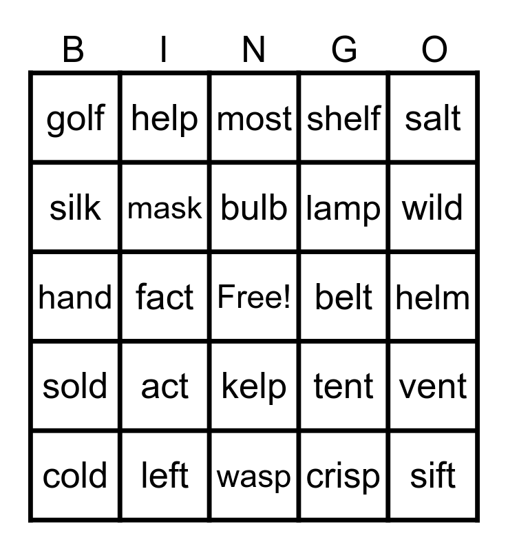 Ending blending Bingo Card