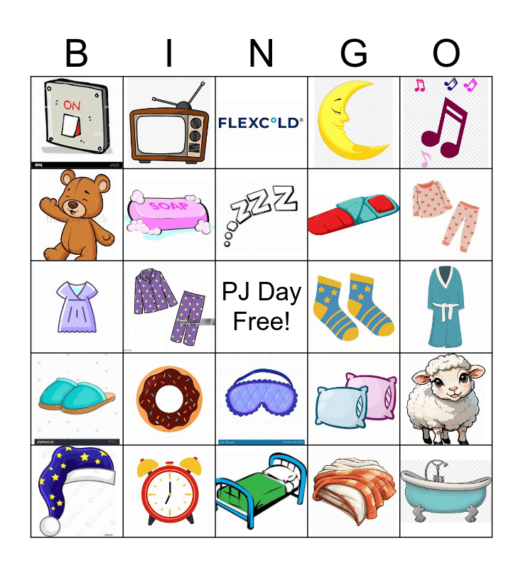Pajama Day Bingo Card