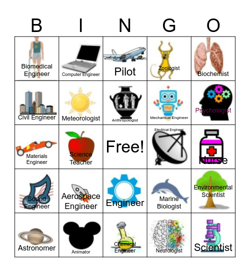 STEM Career Bingo Card