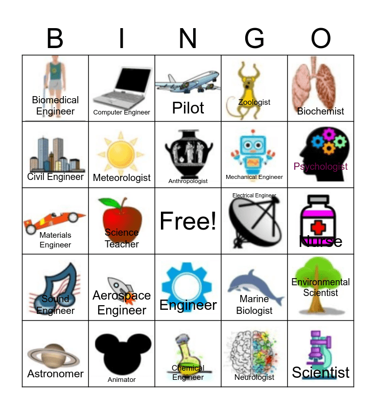 STEM Career Bingo Card