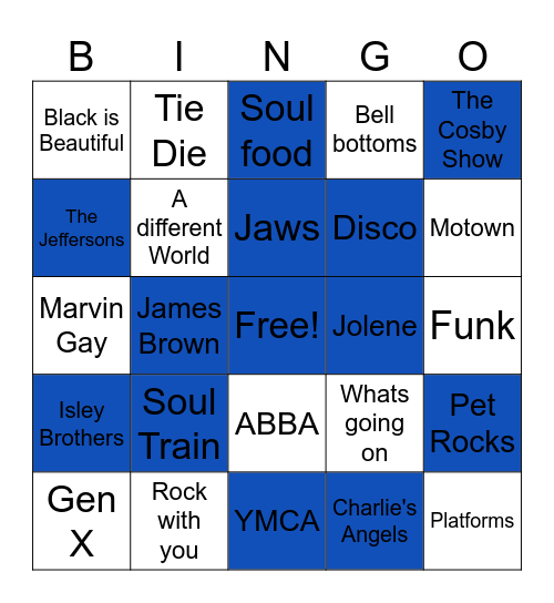 70’s Theme Bingo Card