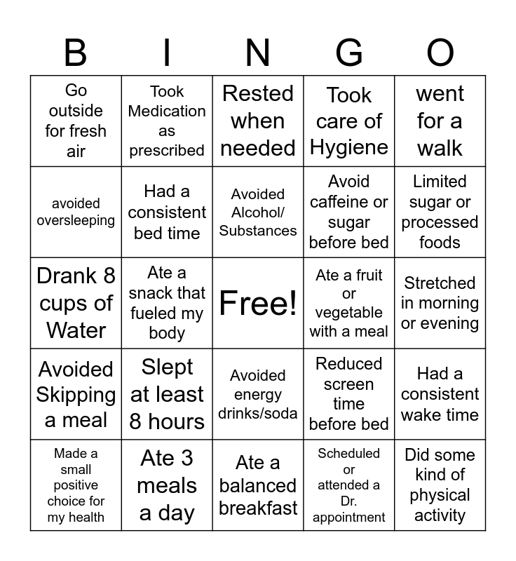 PLEASE Bingo Card