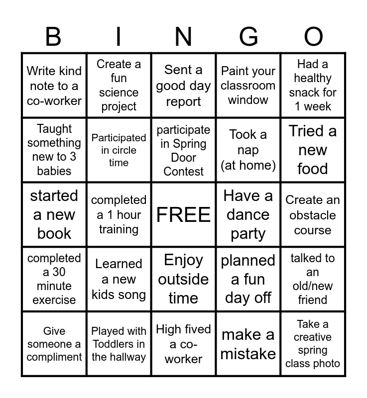 Happy Teacher BINGO Card