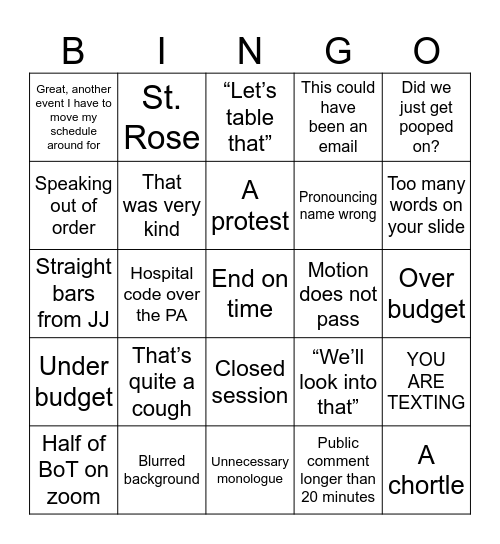 An Interesting Bingo Card