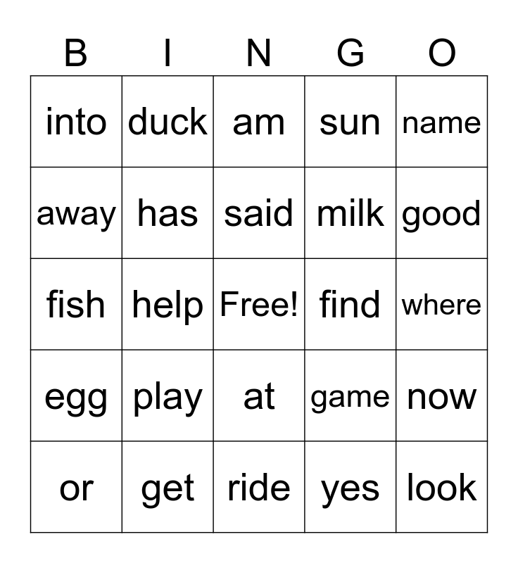 KDG Block 5 Bingo Card