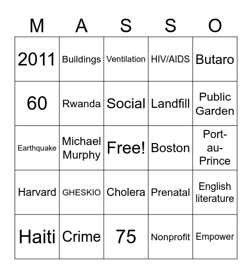 MASS Design Bingo Card
