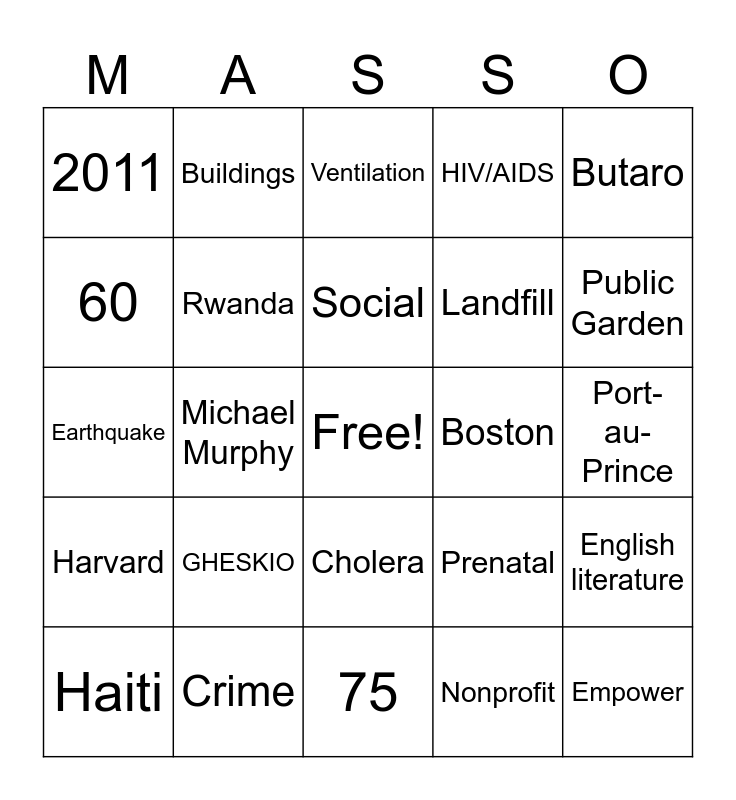 MASS Design Bingo Card