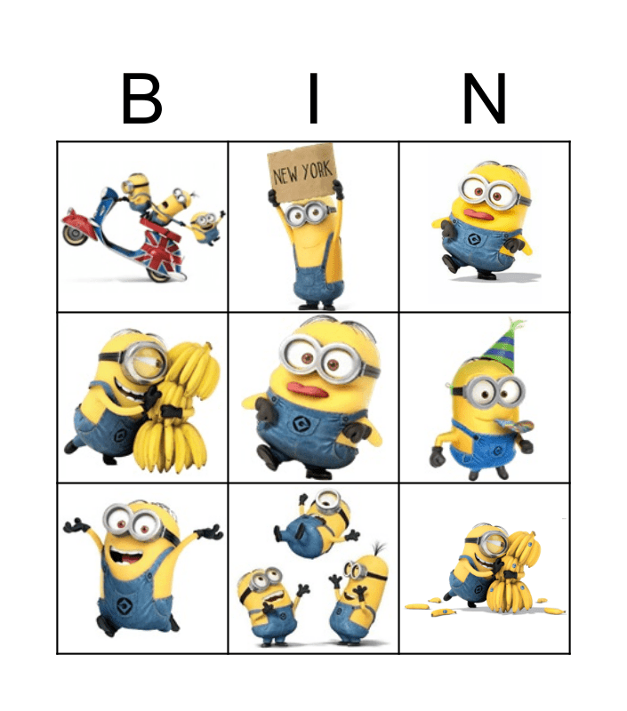 Minion Bingo Card