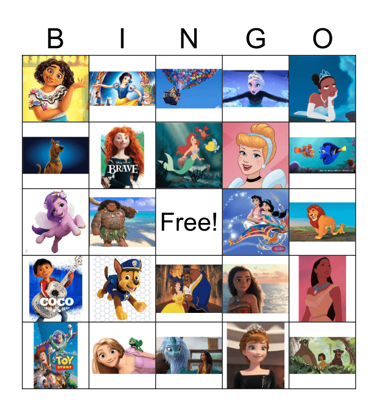 Disney Music Bingo Card
