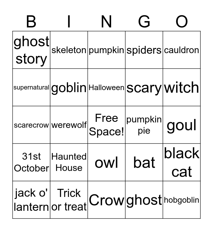 Halloween Bingo Card