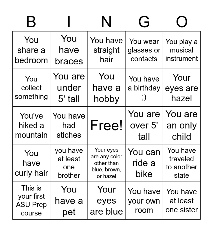 Ice Breaker: Human BINGO Card