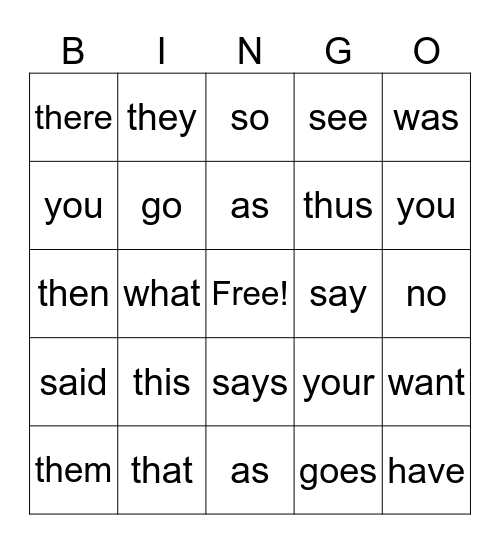 Voiced Th (46) and Heart Words Bingo Card