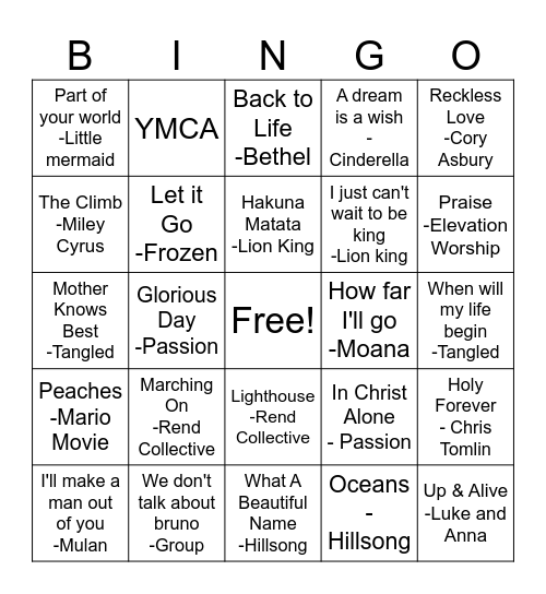 Karaoke Bingo Card