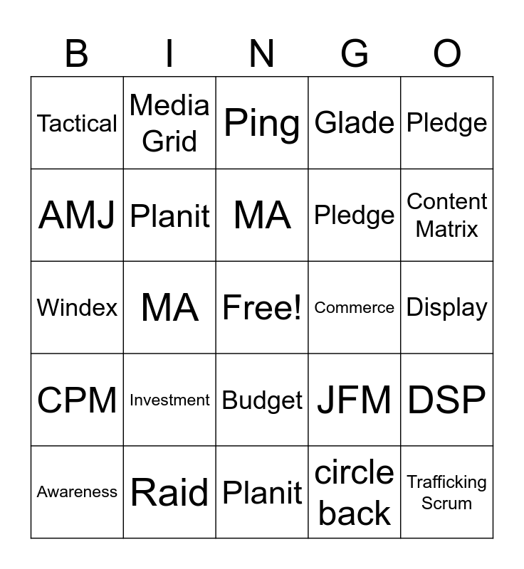SCJ Media Bingo Card Bingo Card
