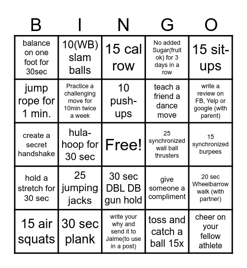CFA KIDS Bingo Card