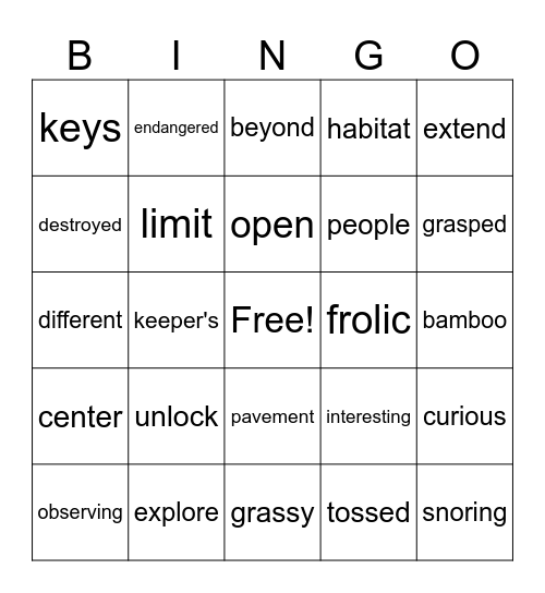 5th Grade Bingo Card
