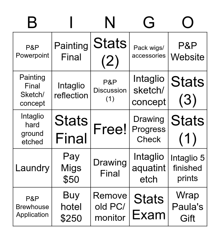 Finals! Bingo Card