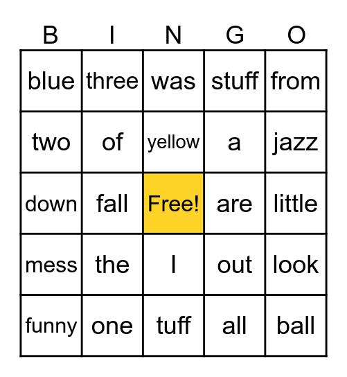 Tricky words bingo Card