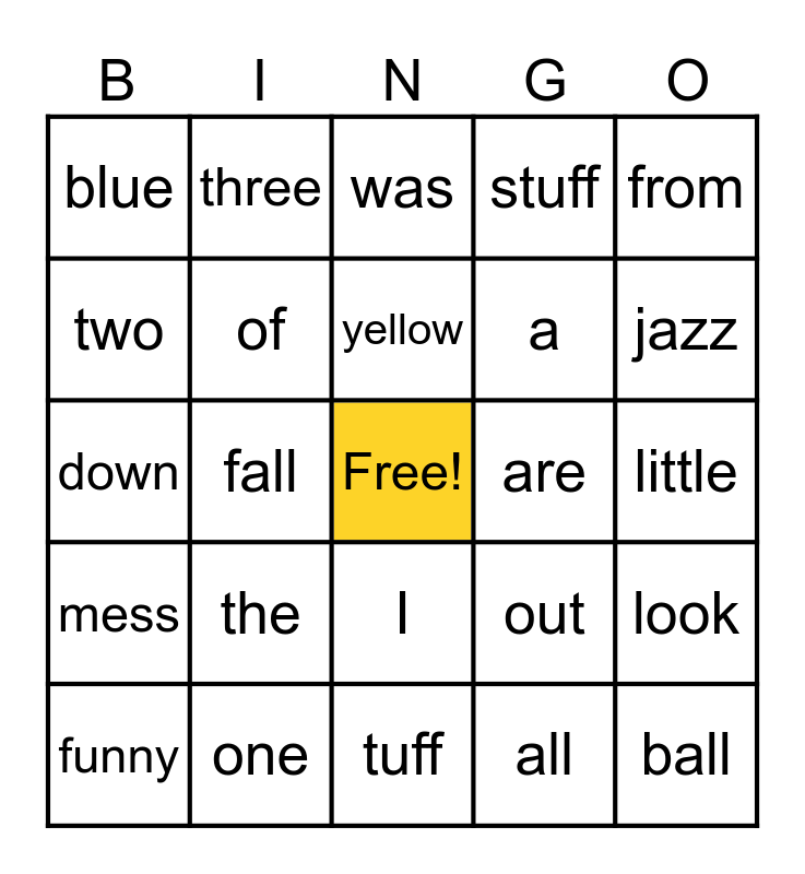 Tricky words bingo Card