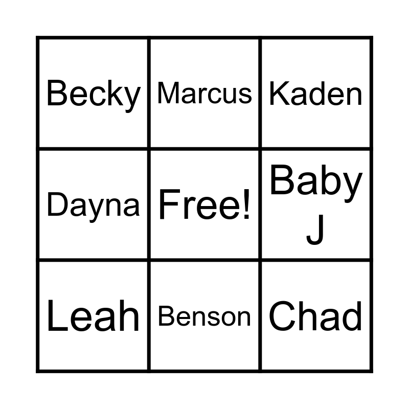 Leader Bingo!! Bingo Card