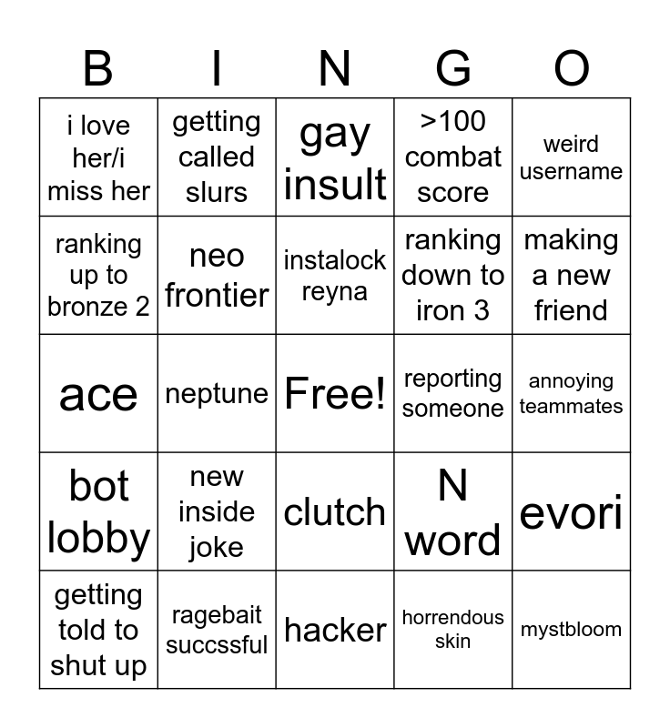 Next time we play val Bingo Card