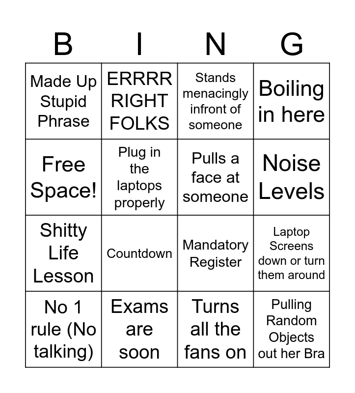 Ms Anderson Bingo Card