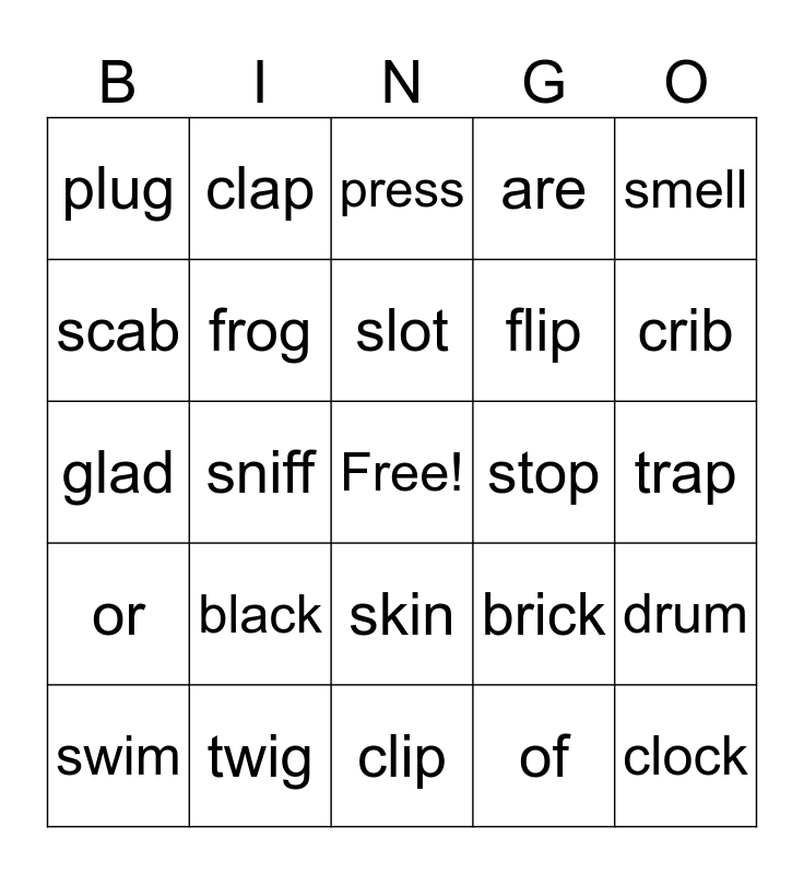 Blends Bingo Card