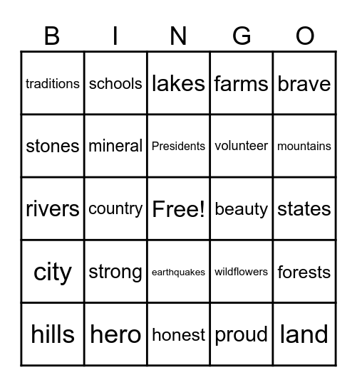 Oh Tennessee My Tennessee Bingo Card