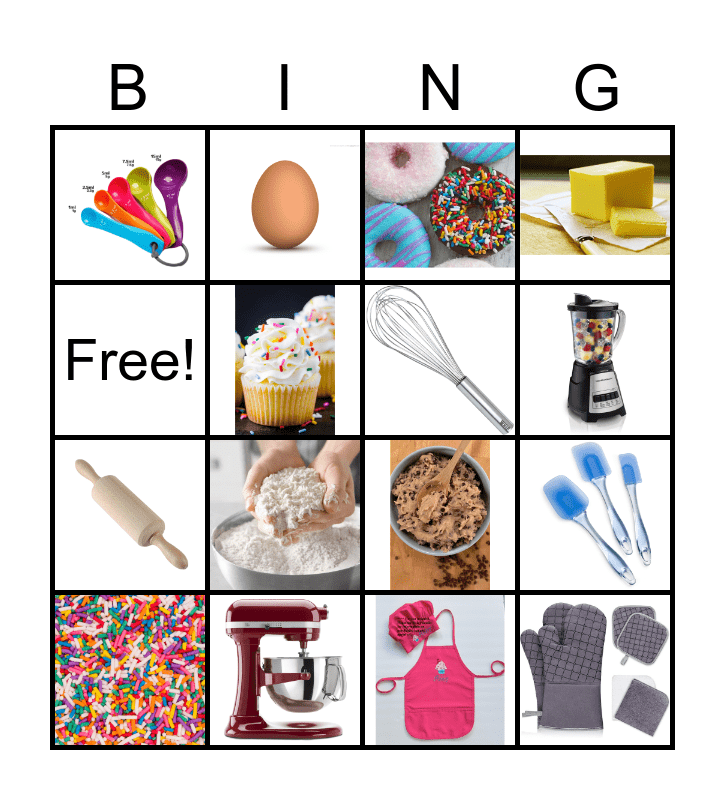 BAKING with KIDS Bingo Card