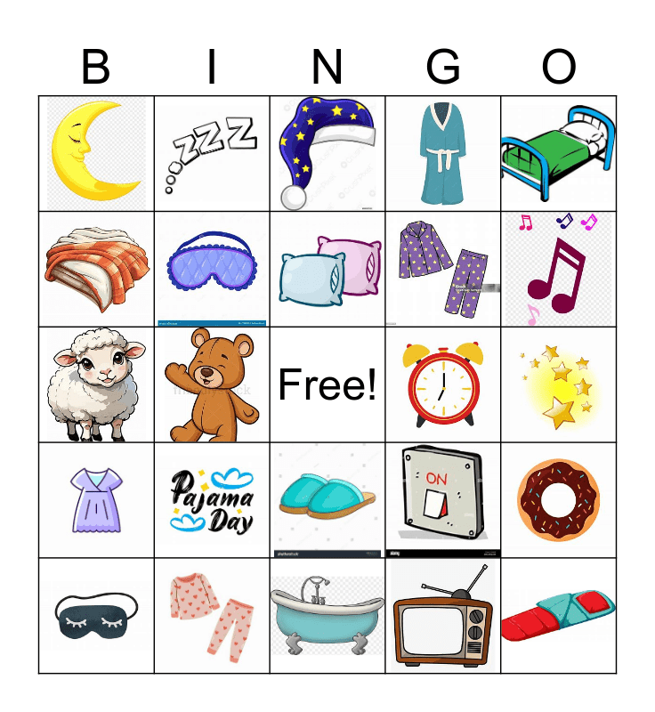 Pajama Day Bingo Card