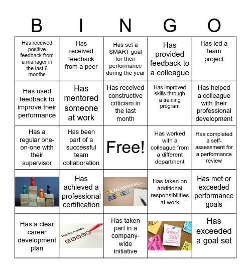 Performance Appraisal Bingo Card