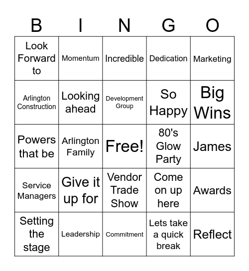 BACK OF THE BUS Bingo Card