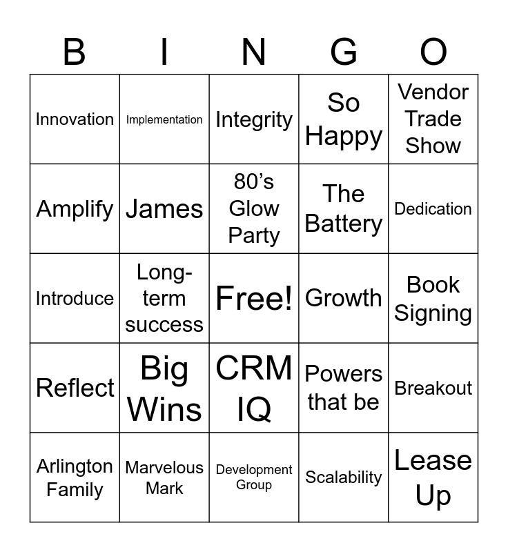 BACK OF THE BUS Bingo Card