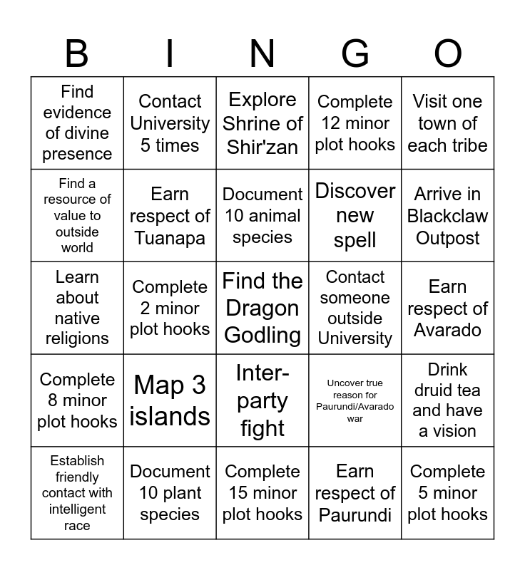 Level Up Bingo Card