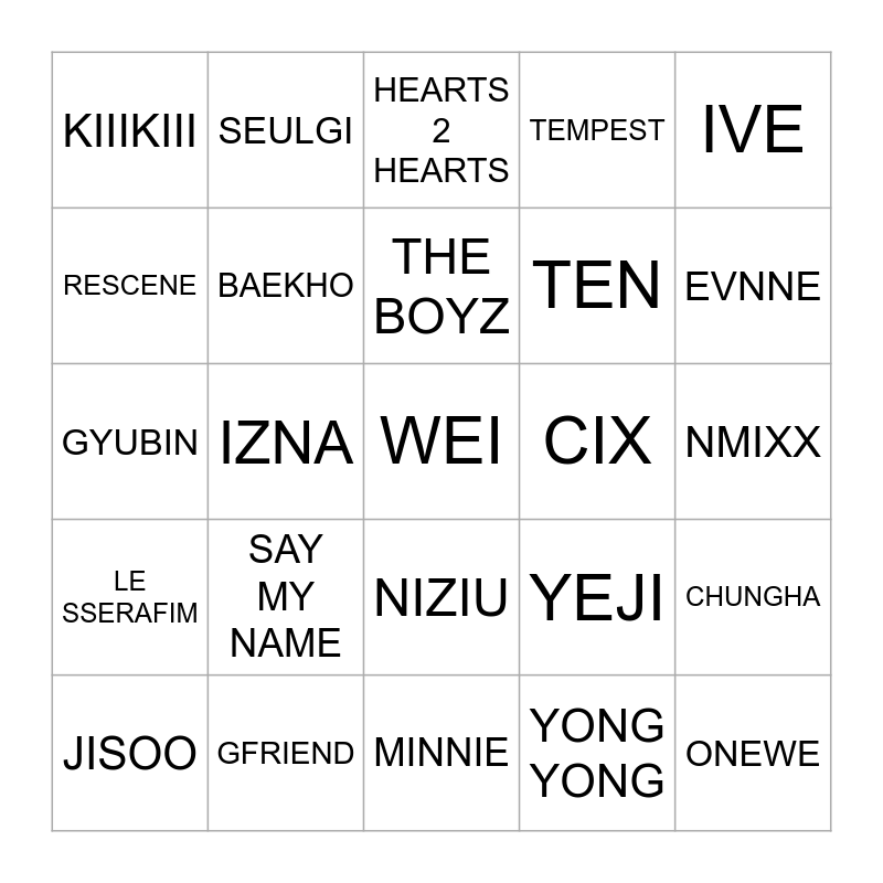 SOOMI KPOP 2025 BINGO Card