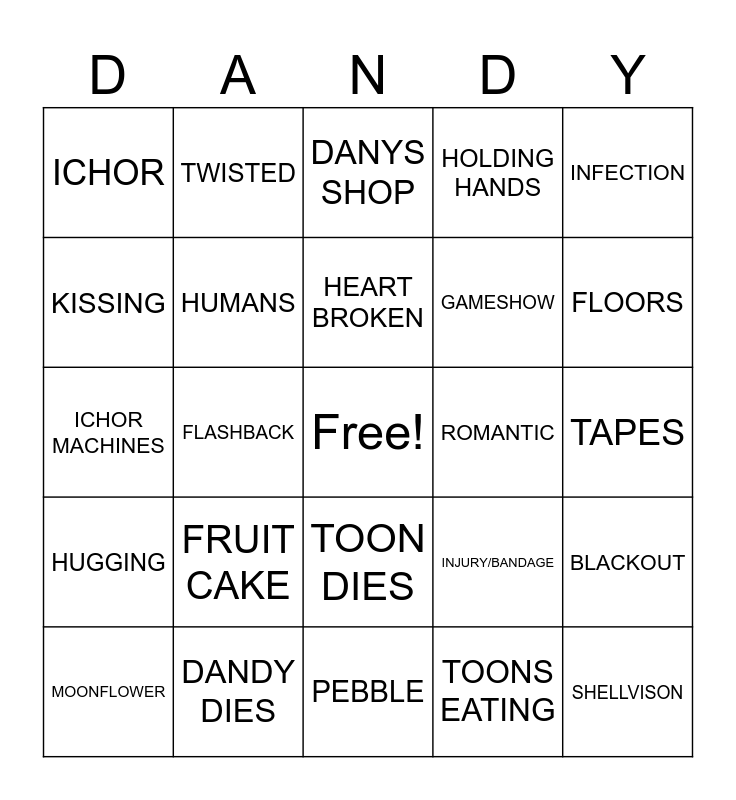 DANDYS WORLD Bingo Card