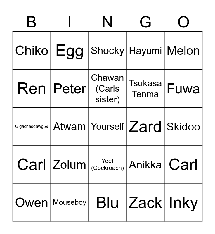 Smash or Pass Bingo Card