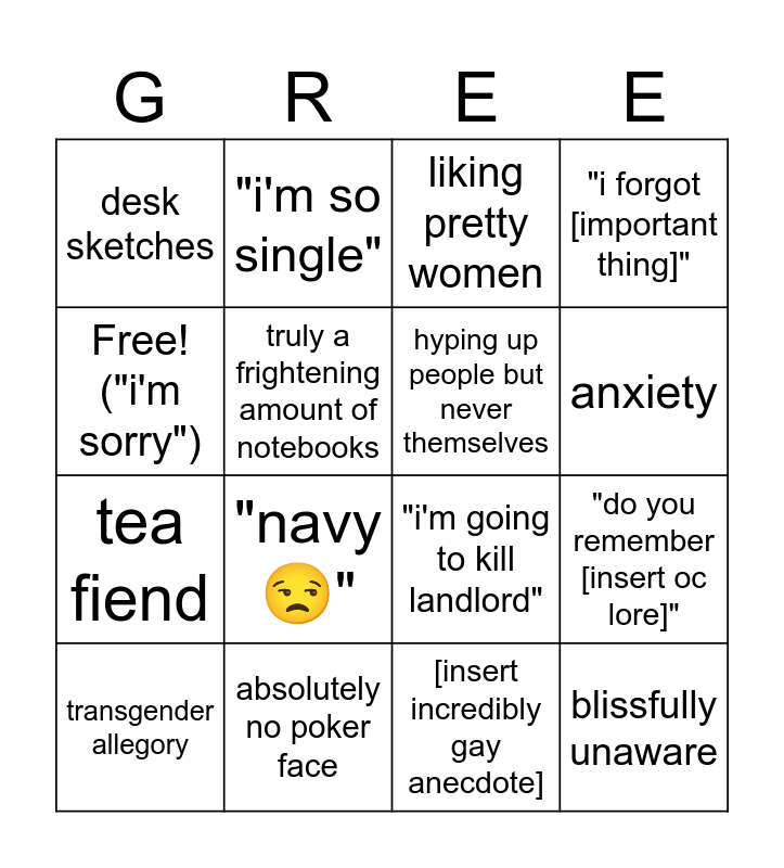 notebook bingo Card