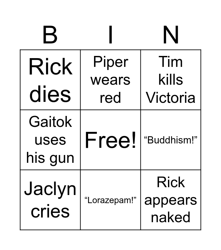 JJ White Lotus Bingo Card