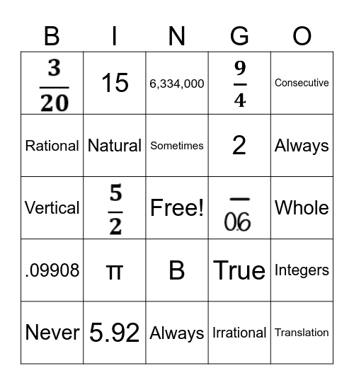 8th Grade STAAR Review Bingo Card