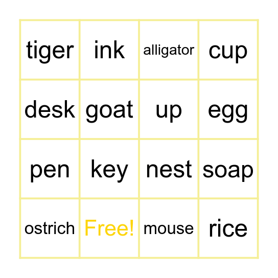 Phonics Bingo 2 Bingo Card