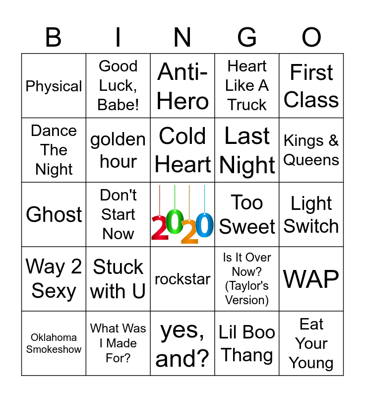 2020's - Round 2 Bingo Card