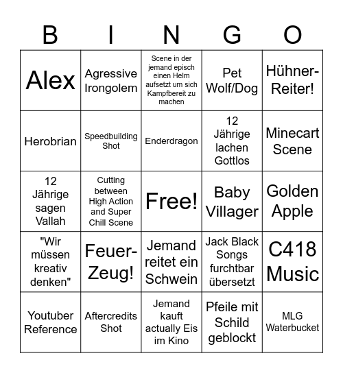 Minecraft Bingo Card